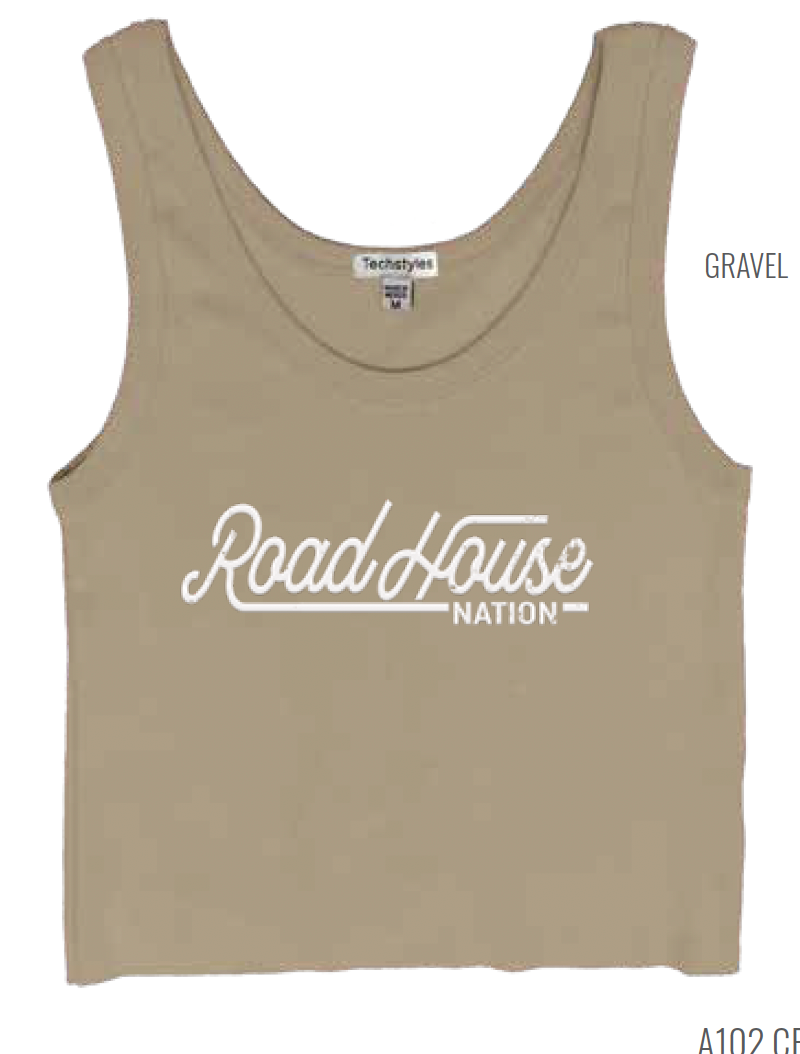 TechStyles- Elysium Crop Ribbed Tank, Gravel – OCC Road House Nation